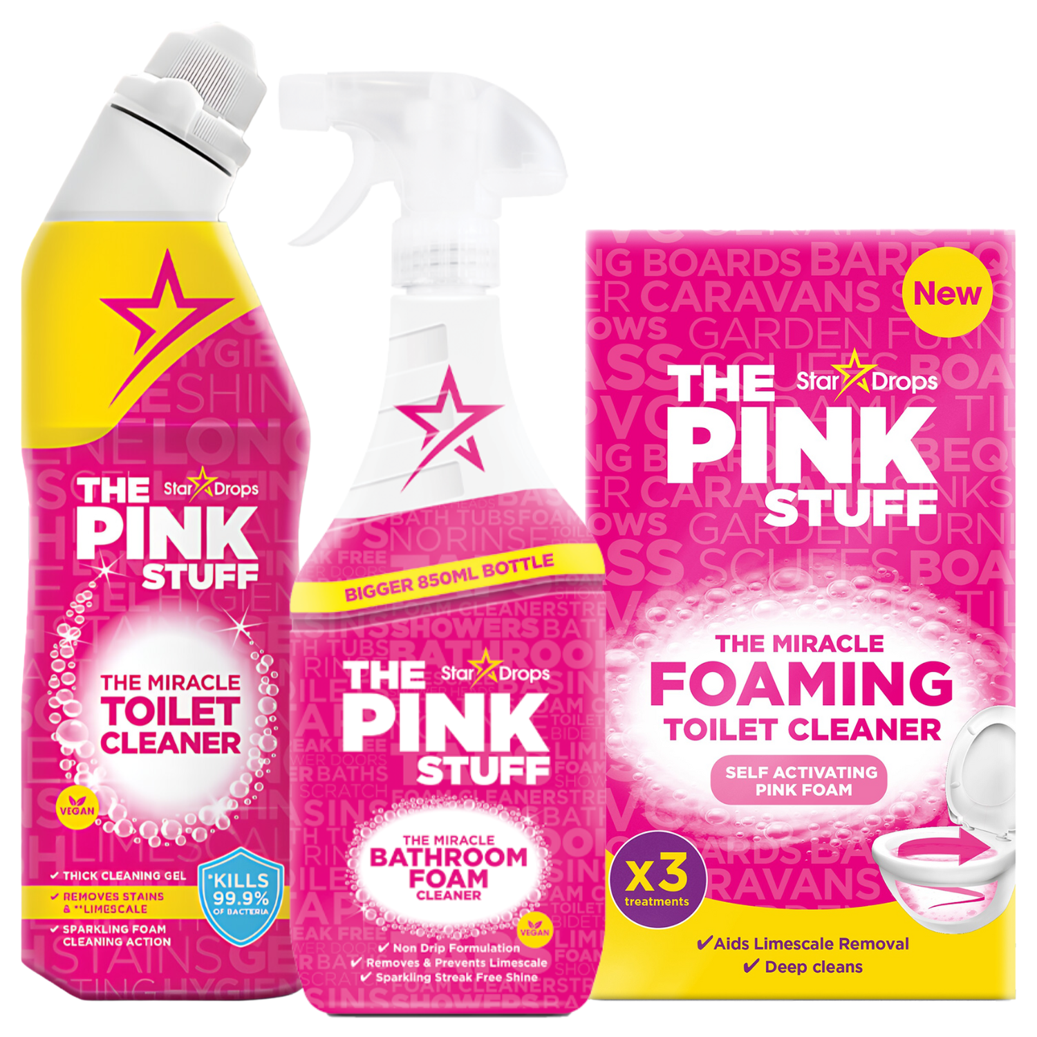 The Pink Stuff Toilet Cleaner Liquid Foam Spray Powder Sachet Stain Re ...